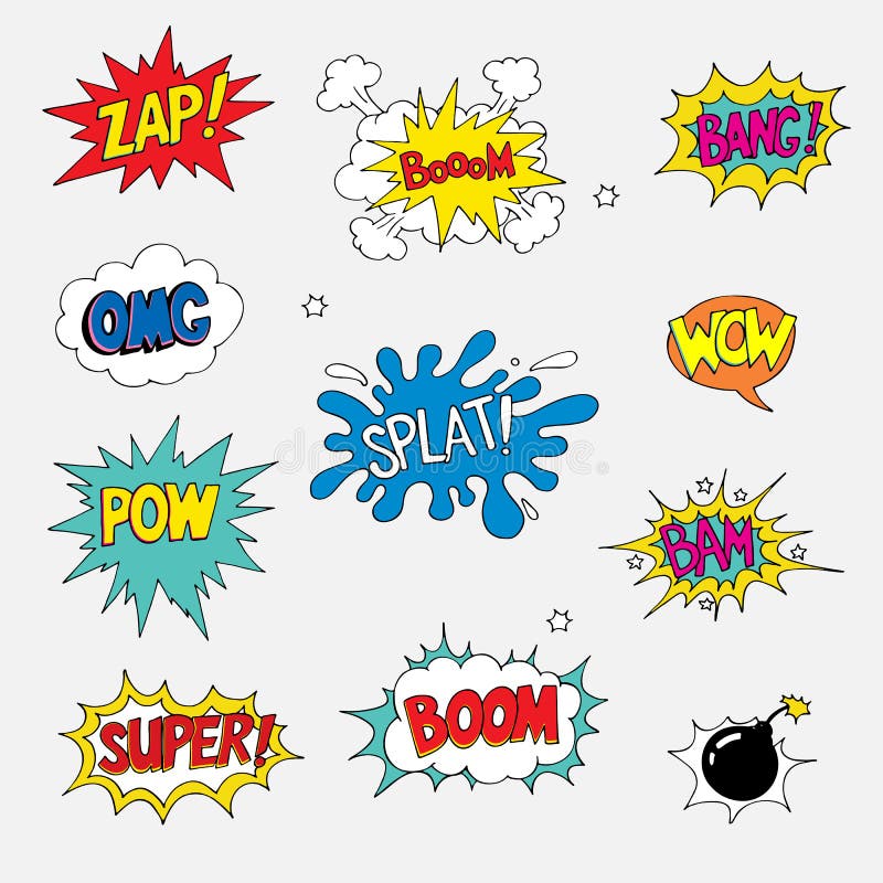 Comic Sound Effect, Collection of Comic Style Speach Bubbles Stock ...