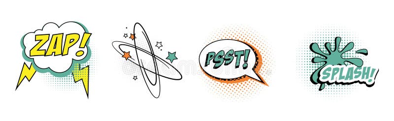 Comic Sound Effect and Pop Art Cloud Vector Set Stock Vector ...