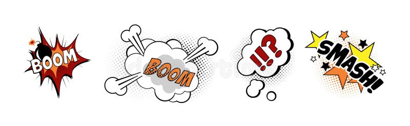 Comic Sound Effect and Pop Art Cloud Vector Set Stock Vector ...