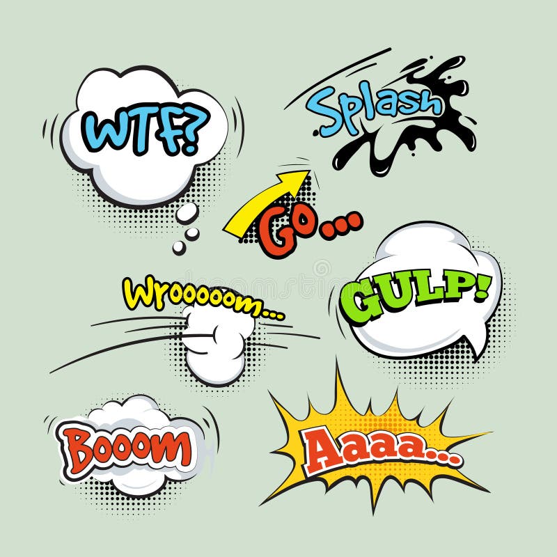 Comic Sound Effects in Pop Art Vector Style Stock Vector - Illustration ...