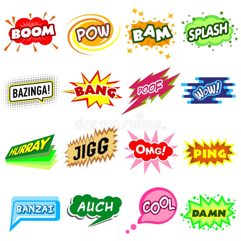 Comic Sound Set Icons Set, Simple Style Stock Vector - Illustration of ...