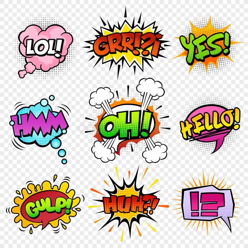 Comic Sound Effects stock vector. Illustration of discussion - 37618771