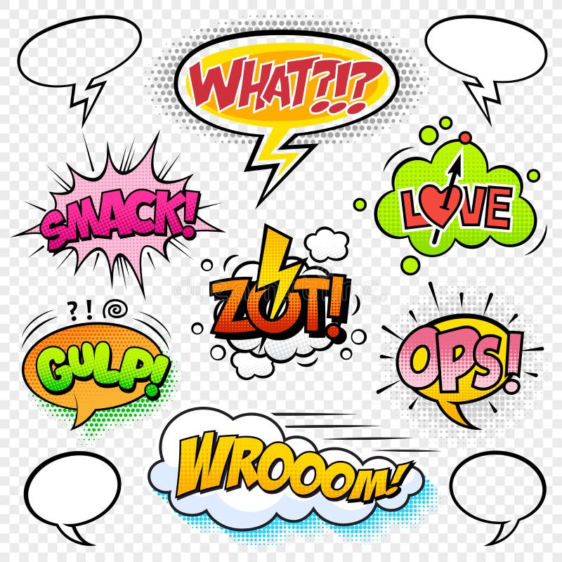 Comic Sound Effects stock vector. Illustration of discussion - 37618771