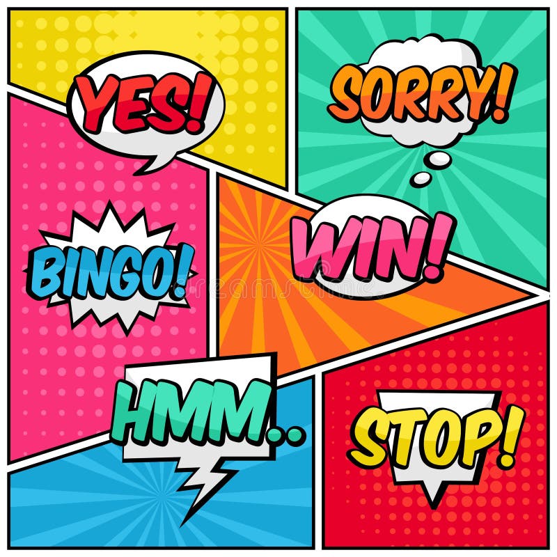 Comic Specch Bubbles Text Pop Art Stock Vector - Illustration of ...
