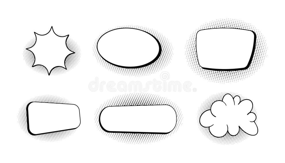 Comic Speech Bubble Cloud with Halftone, Empty Frame for Text, Boom or ...