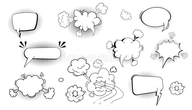 Comic Speech Bubble Cloud with Halftone, Empty Frame for Text, Boom or ...