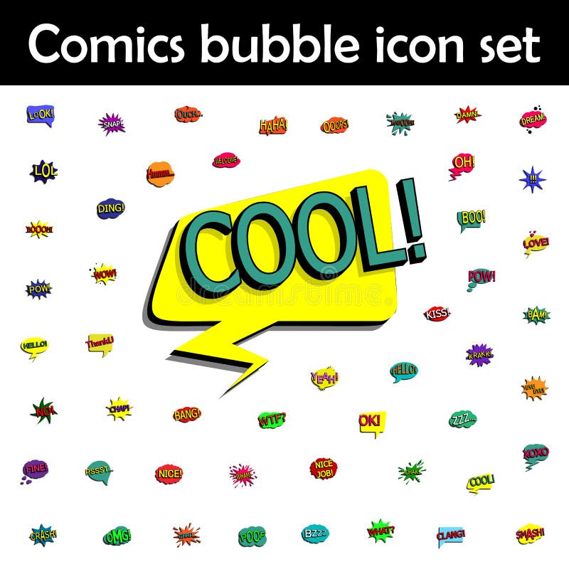 Comic Speech Bubble Web Header Set with Stock Vector - Illustration of ...