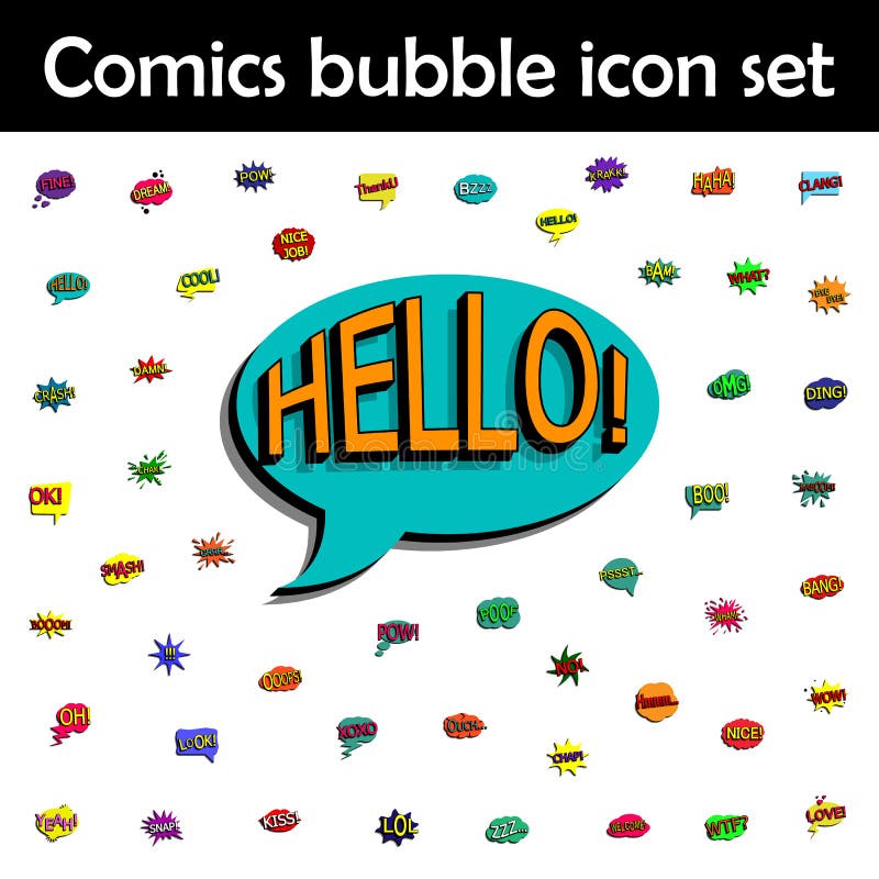 Comic Speech Bubble Web Header Set with Stock Vector - Illustration of ...