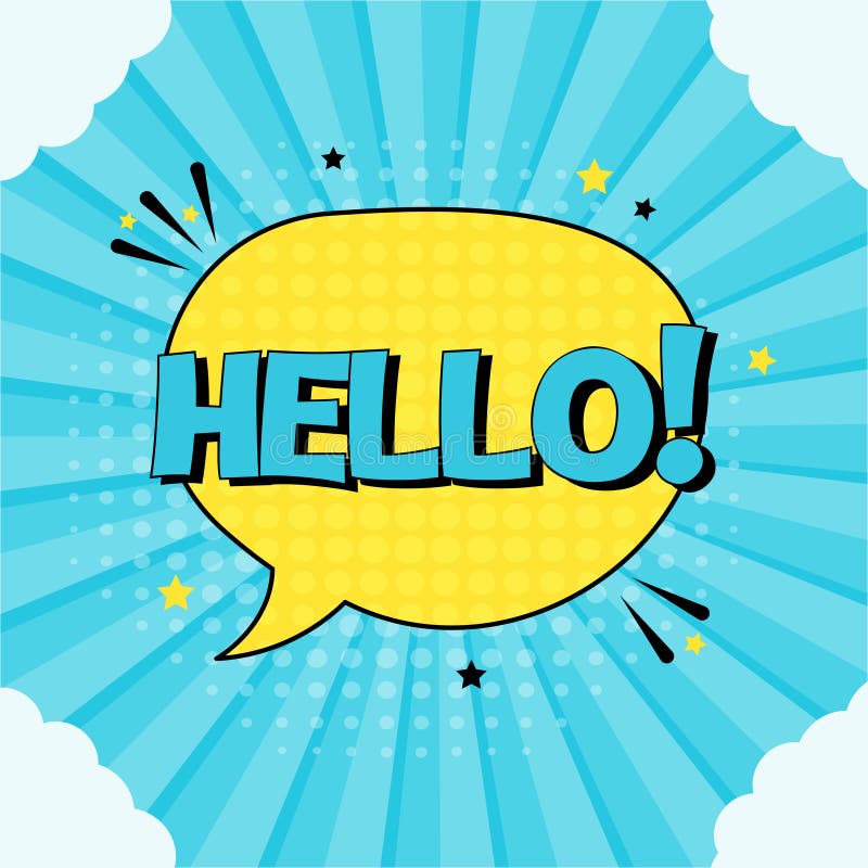 Comic Speech Bubble With Expression Text Hello Vector Bright Dynamic Cartoon Illustration In