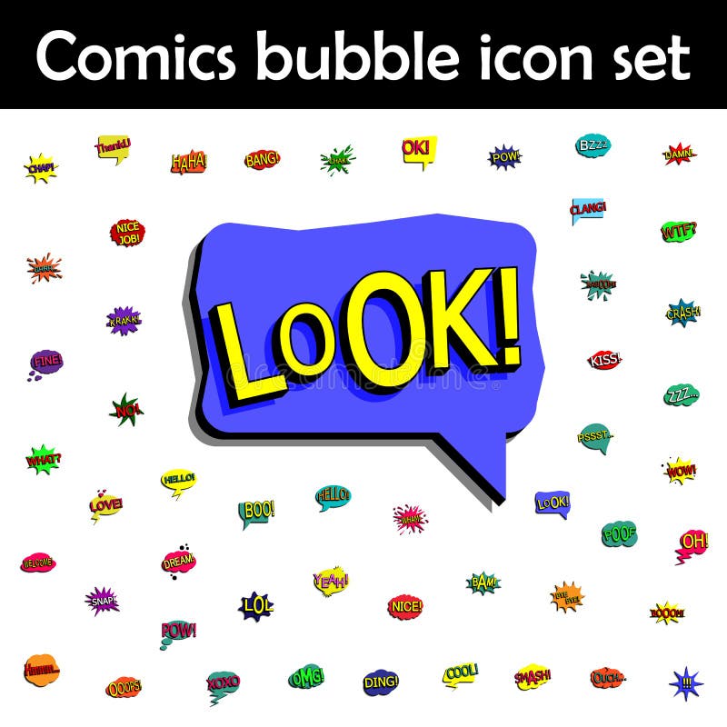 Comic Speech Bubble Web Header Set with Stock Vector - Illustration of ...