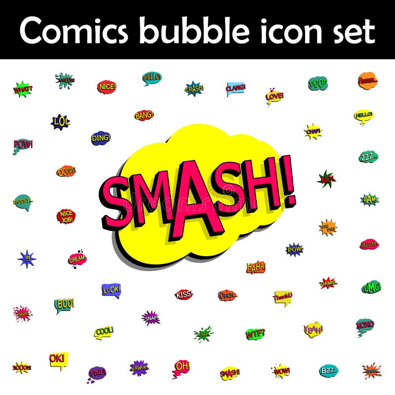 Comic Speech Bubble Web Header Set with Stock Vector - Illustration of ...