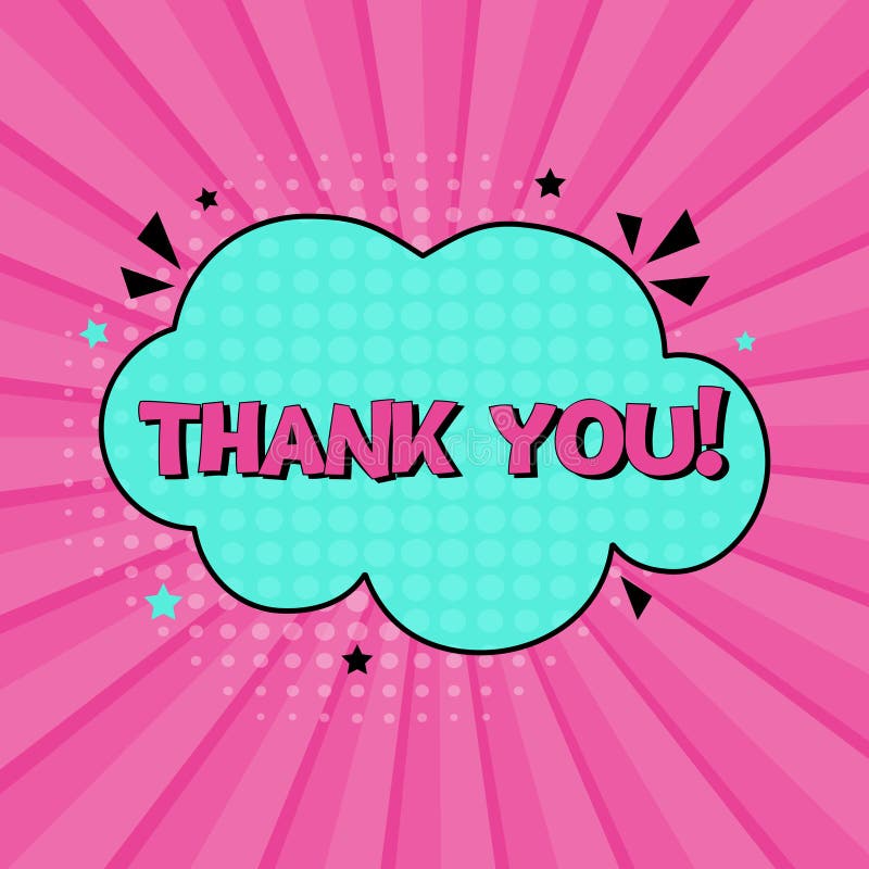 Comic Speech Bubble with Expression Text Thank You. Vector Bright ...