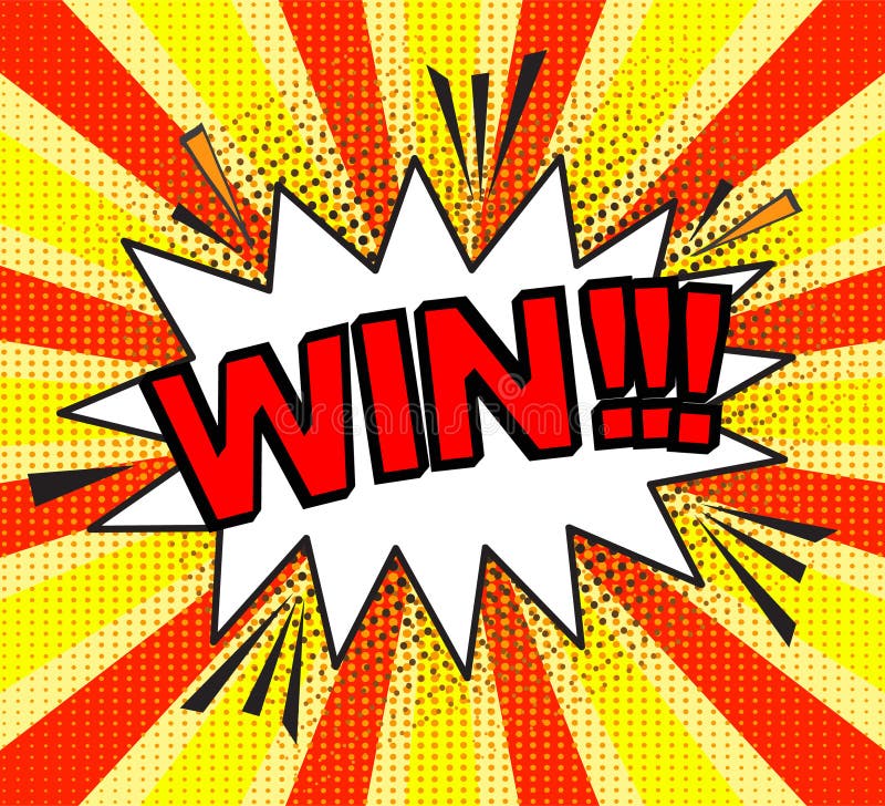 Comic Speech Bubble with Expression Text Win! Vector Bright Dynamic ...