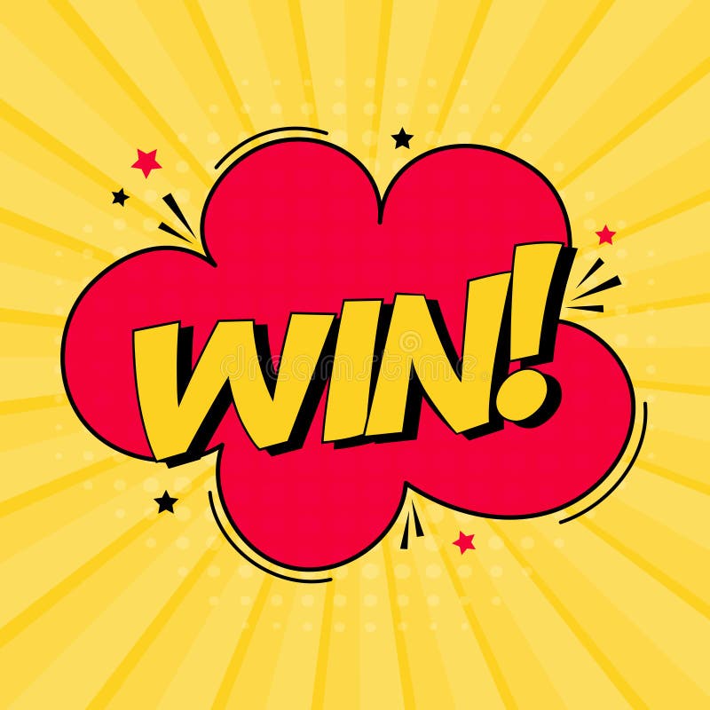 Comic Speech Bubble with Expression Text Win. Vector Bright Dynamic ...