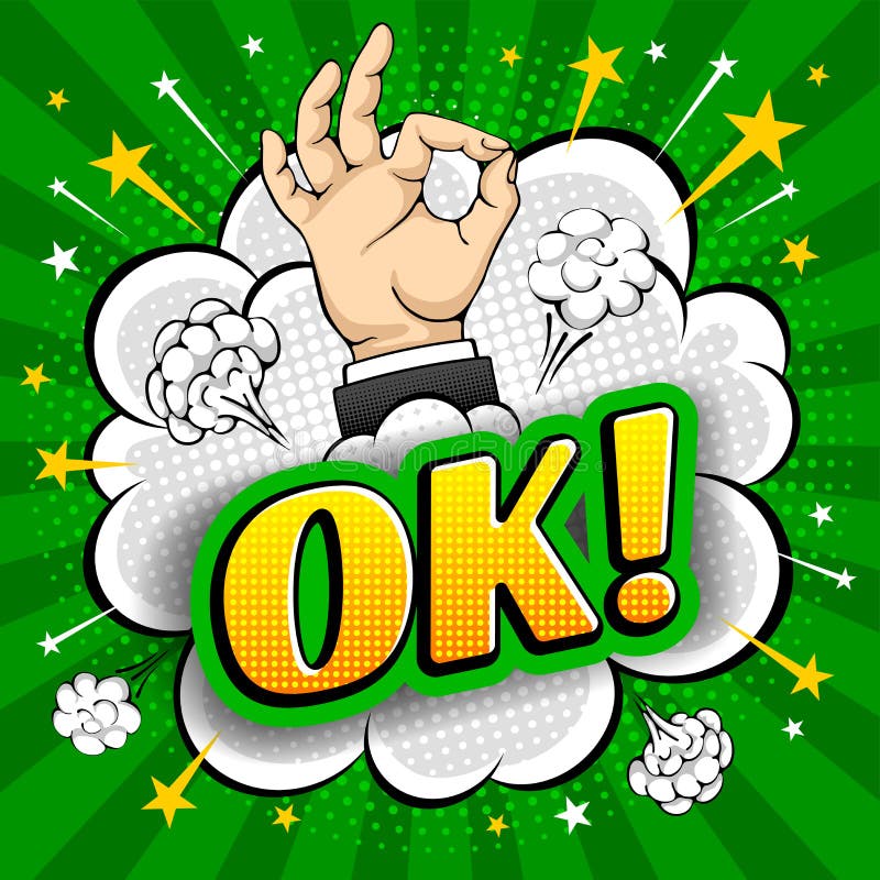 Comic Speech Bubble with Expression Word Super and Thumb Up Gesture in ...