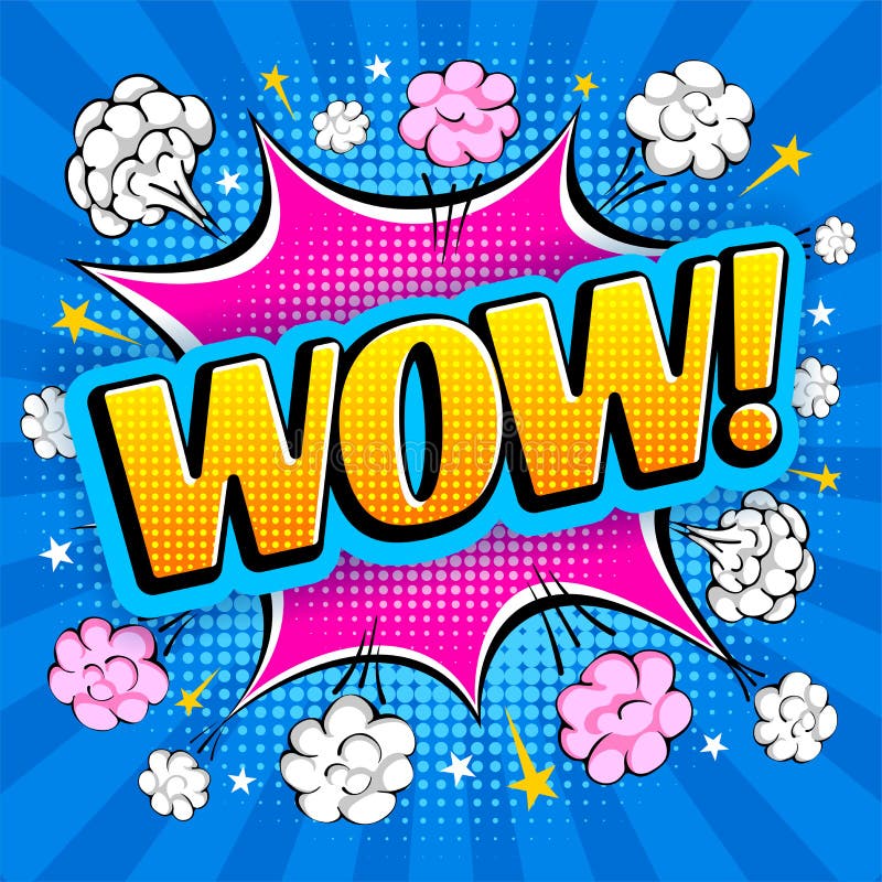 Comic Speech Bubble with Expression Word Wow in Pop Art Style Stock ...