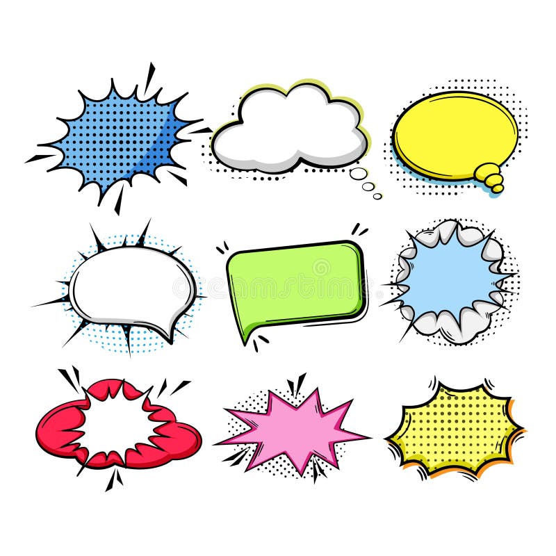 Comic Speech Bubble Set Cartoon Vector Illustration Stock Illustration ...