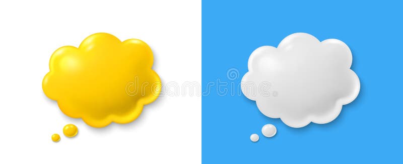 Comic Speech Bubble Set. Yellow Chat Comment 3d Icon. Talk Message Box ...