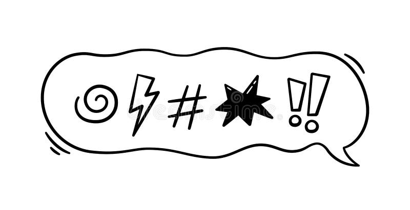 Comic Speech Bubble with Swear Words Symbols. Hand Drawn Speech Bubble ... Comic Speech Bubble with Swear Words Symbols. Hand Drawn Speech Bubble ...