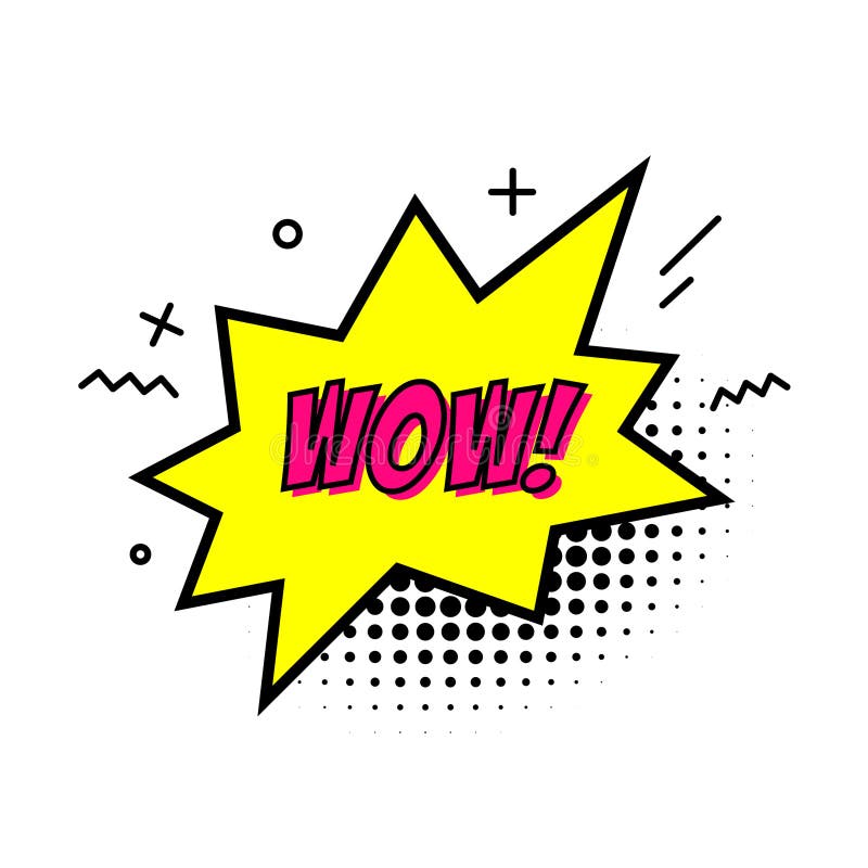 Comic Speech Bubble with Text Wow Isolated on White Background. Cartoon ...