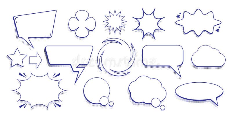 Comic Speech Bubbles . Chat Balloons, Small Talk Frames.Hand Drawn ...