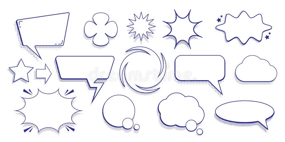 Comic Speech Bubbles . Chat Balloons, Small Talk Frames.Hand Drawn ...