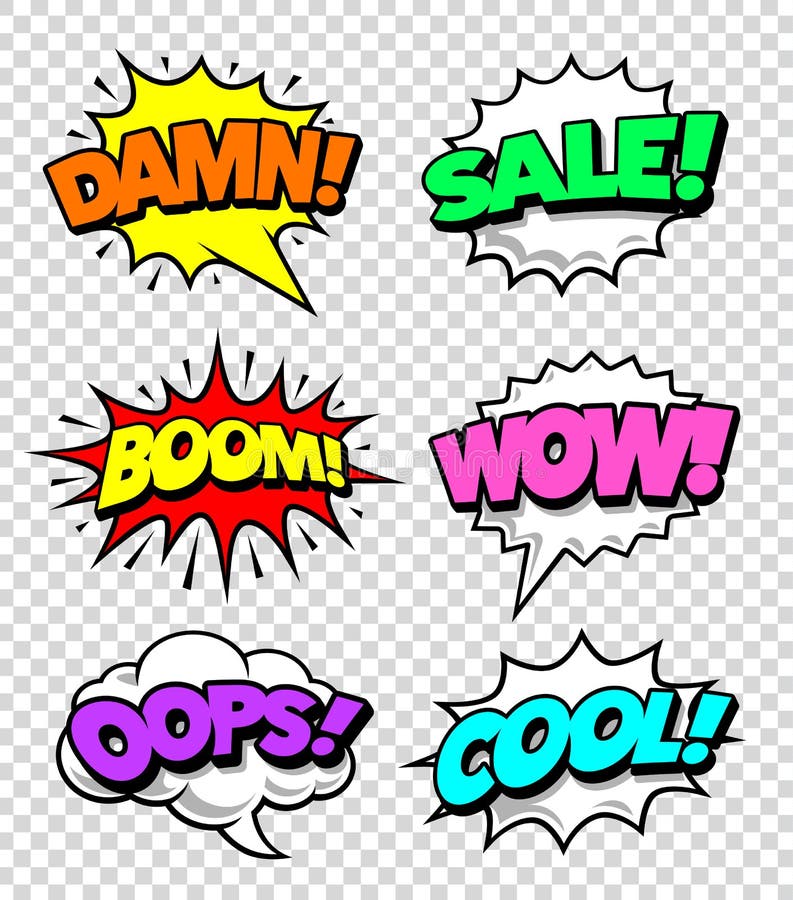 Comic Speech Bubbles stock vector. Illustration of expression - 93798962