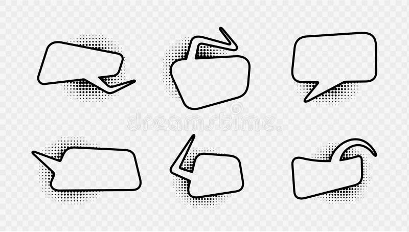 Comic Speech Bubbles with Halftone Shadows. Vector Illustration in Pop ...