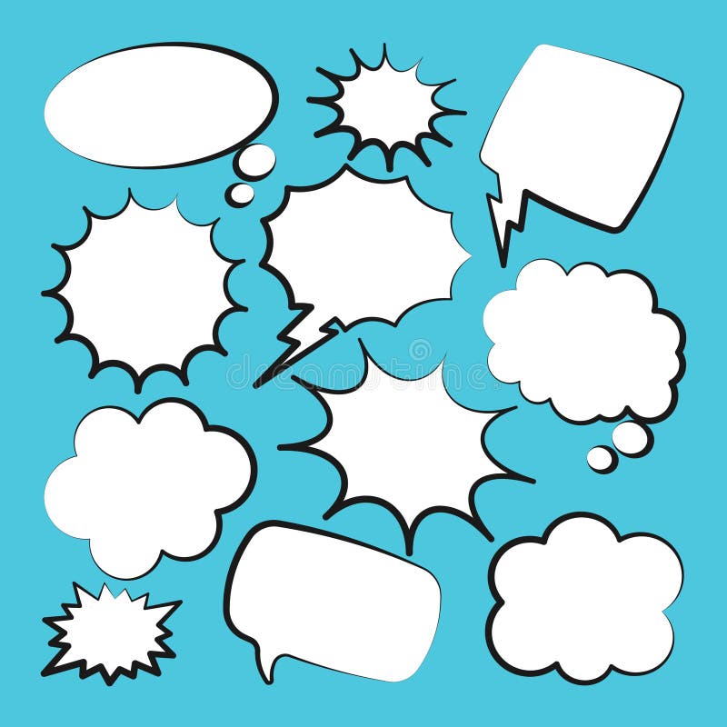 Comic Speech Bubbles. Outline, Hand Drawn Retro Cartoon Stickers on ...
