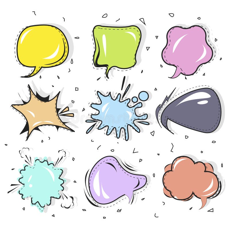 Comic Speech Bubbles Pop Art Style Stock Vector - Illustration of ...