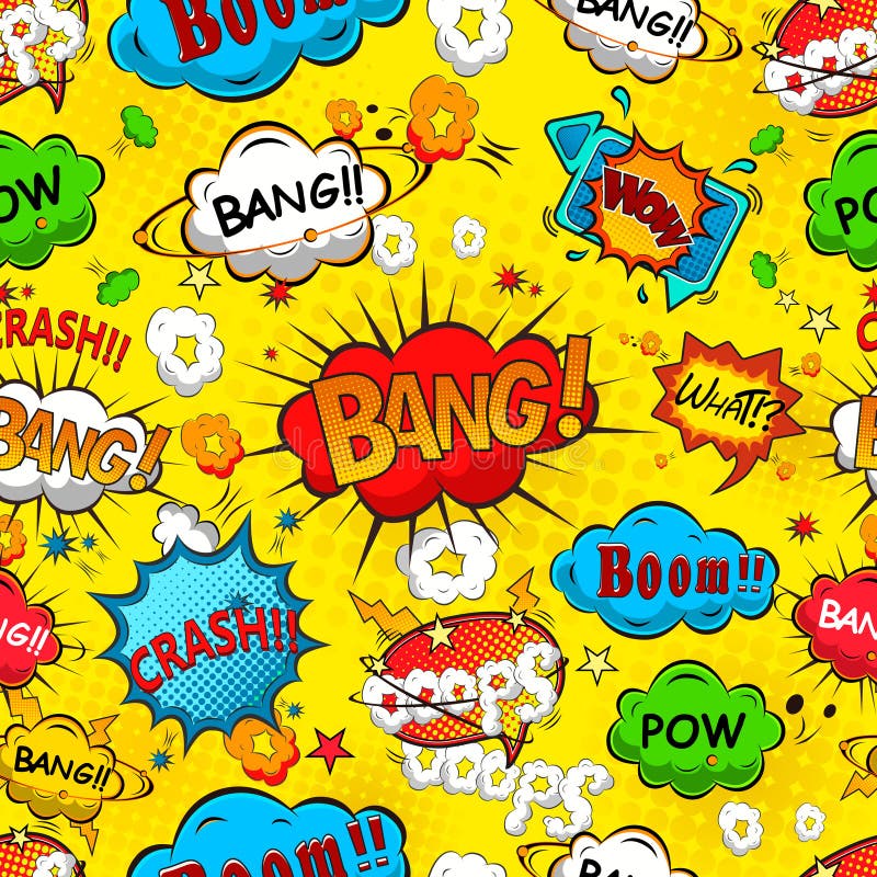 Comic Speech Bubbles Seamless Pattern Stock Vector - Illustration of ...