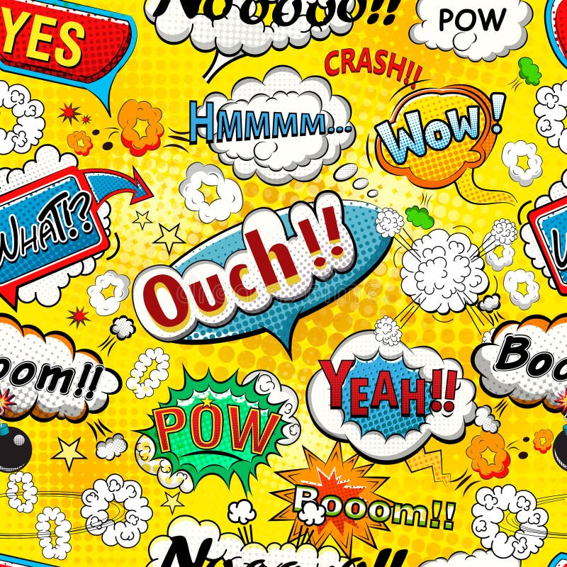 Comic Speech Bubbles Seamless Pattern Stock Vector - Illustration of group, sound: 50987580