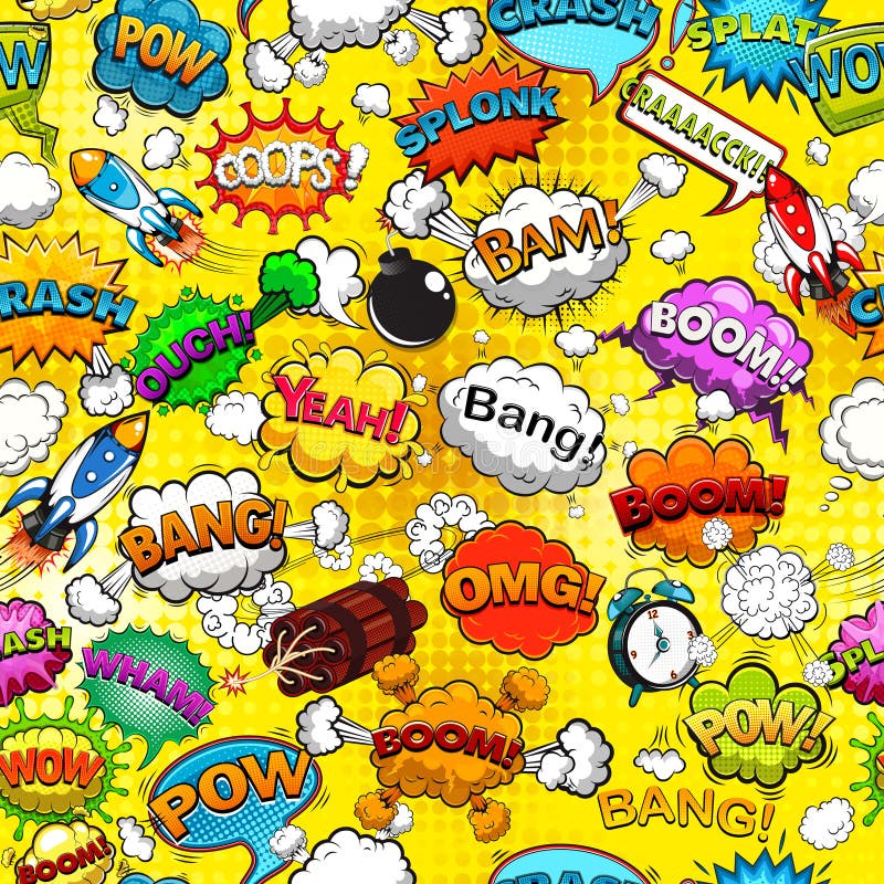 Multicolored Comics Speech Bubbles Seamless Pattern Stock Vector - Illustration of pattern ...