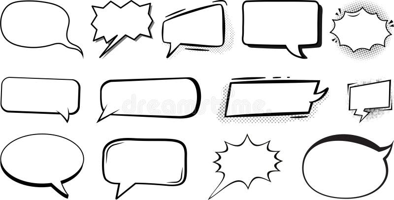 Comic Speech Bubbles Set Collection,speech, Comic, Cartoon, Talk. Stock ...