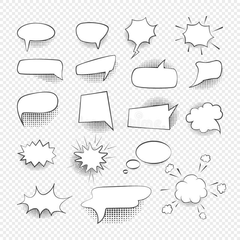Comic Speech Bubbles Signs Black Thin Line Icon Set. Vector Stock ...