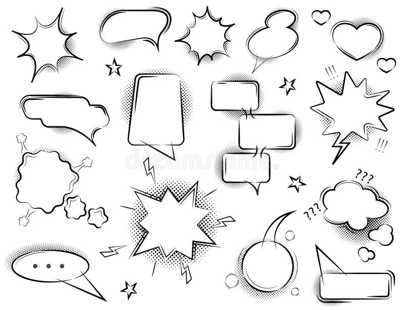 Comic Speech Bubbles Signs Black Thin Line Set. Vector Stock Vector ...