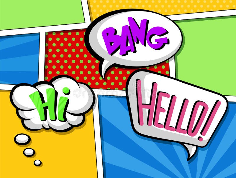 Comic Speech Bubbles with Text Set, Colorful Cartoon Sound Effects ...