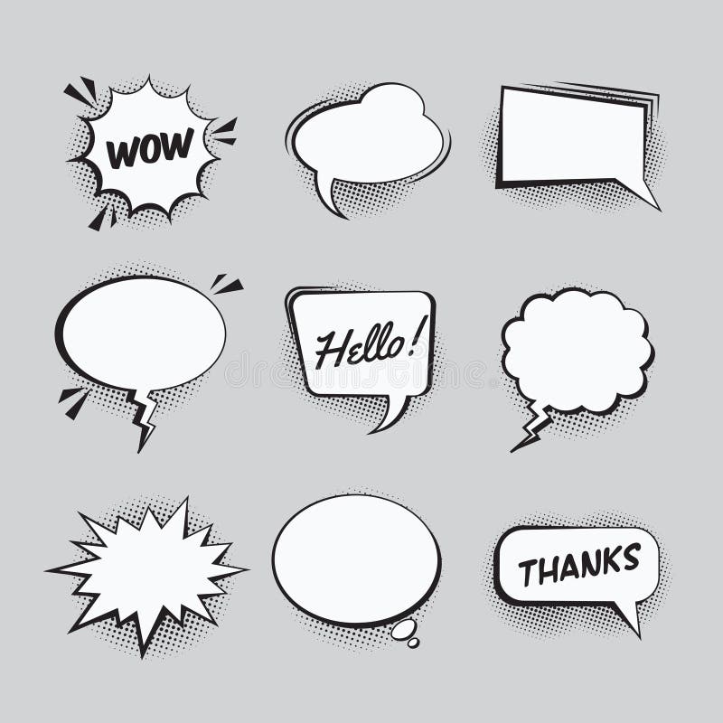 Comic Speech Bubbles in Various Shapes Stock Vector - Illustration of ...