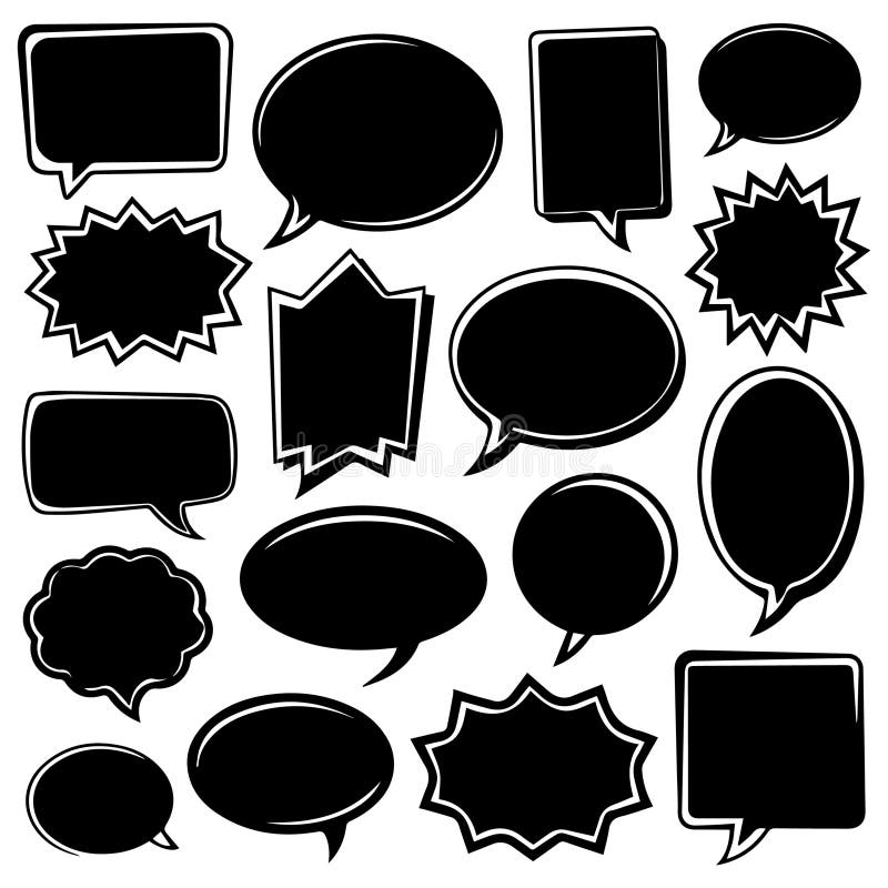 Comic Speech Bubbles in Various Shapes and Sizes Stock Illustration ...