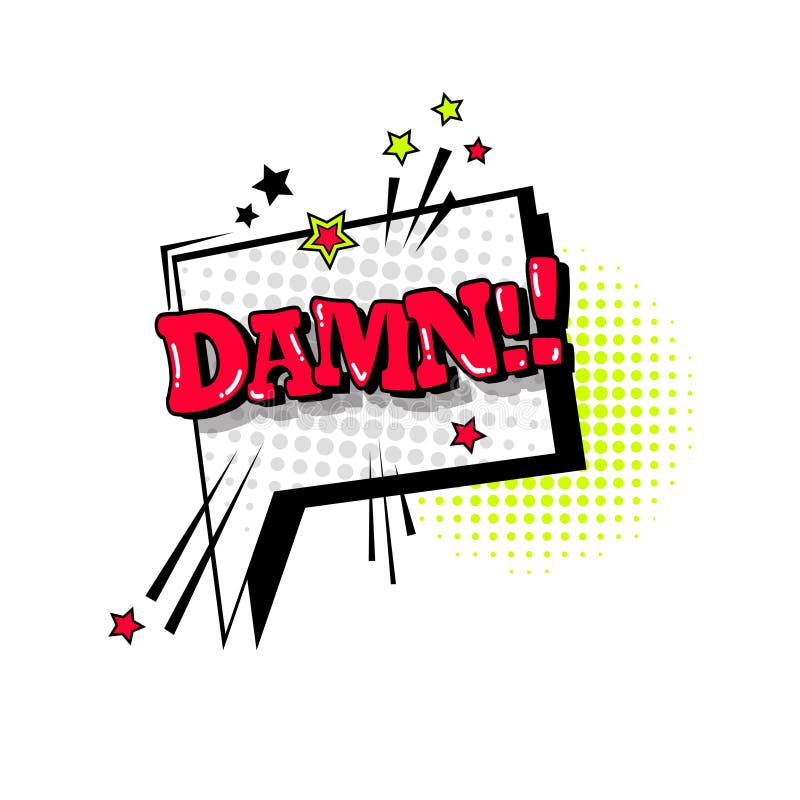Comic Speech Chat Bubble Pop Art Style Damn Expression Text Icon Stock ...