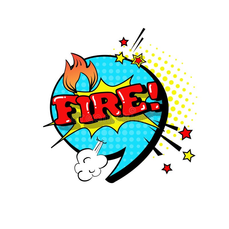 Comic Speech Chat Bubble Pop Art Style Fire Expression Text Icon Stock ...