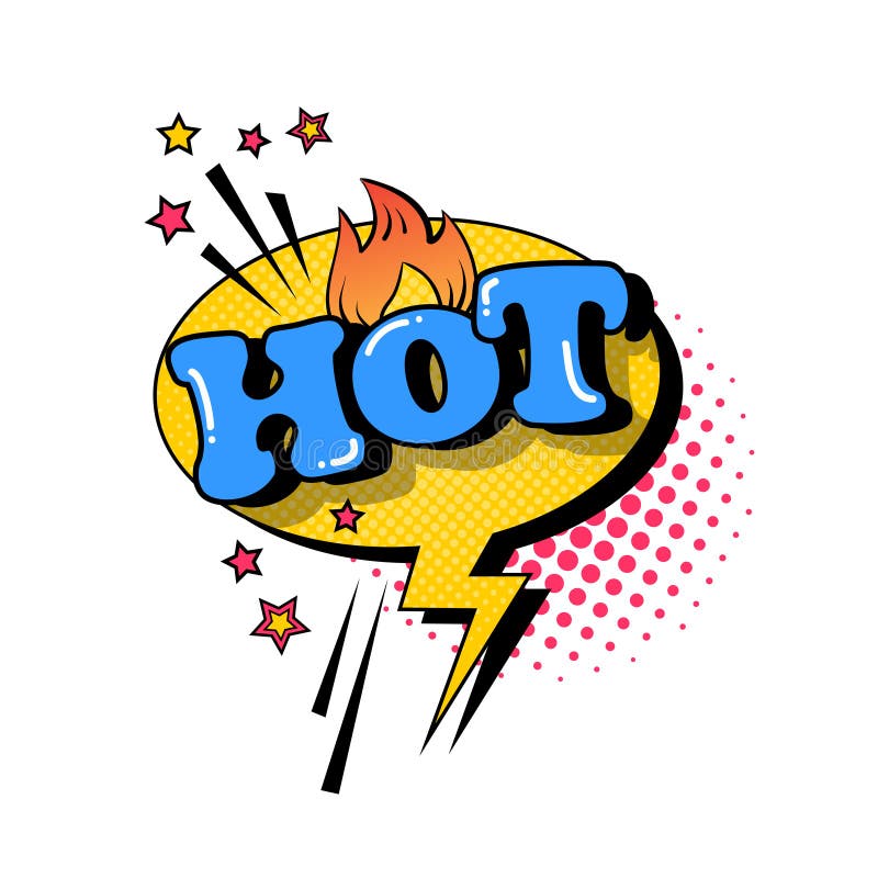 Comic Speech Chat Bubble Pop Art Style Hot Expression Text Icon Stock ...