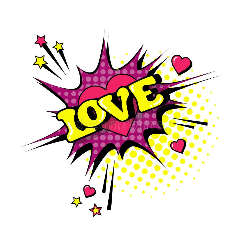 Comic Speech Chat Bubble Pop Art Style Love Expression Text Icon Stock ...
