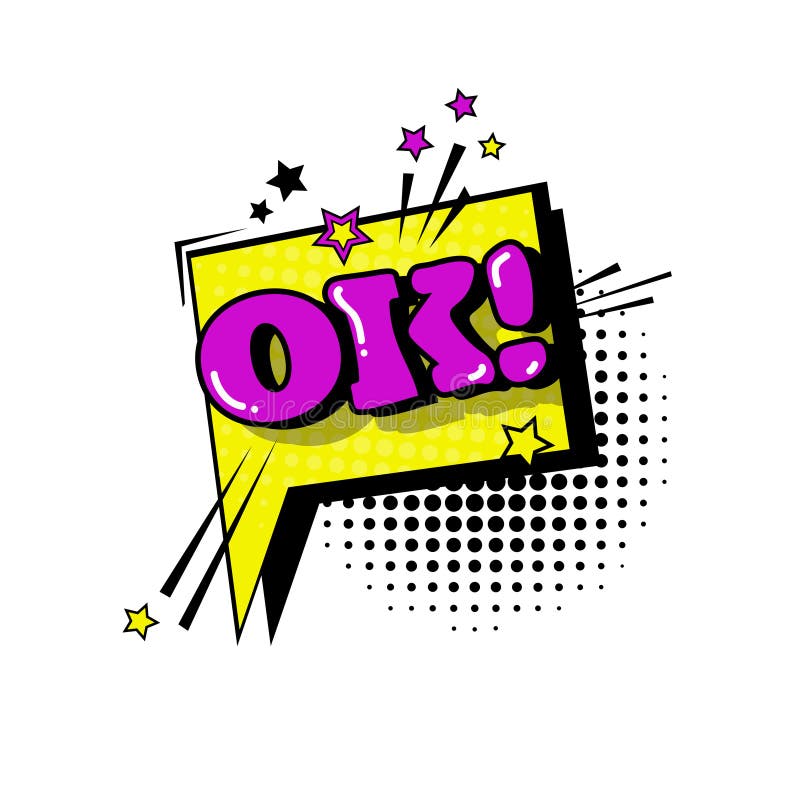 Comic Speech Chat Bubble Pop Art Style Ok Expression Text Icon Stock ...