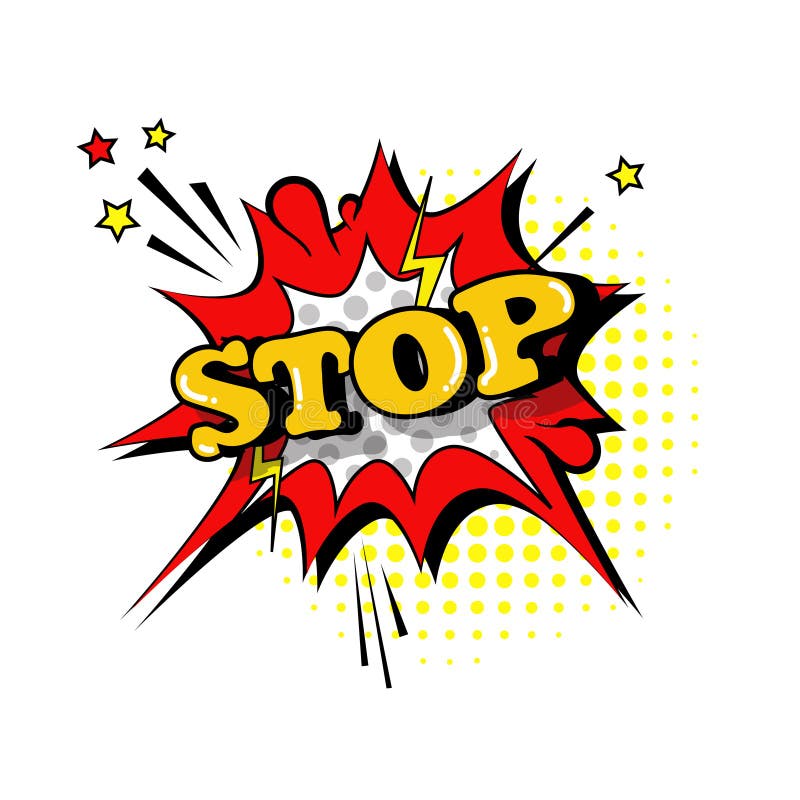 Comic Stop Sign 3d Illustration with 3d Characters Stock Illustration ...