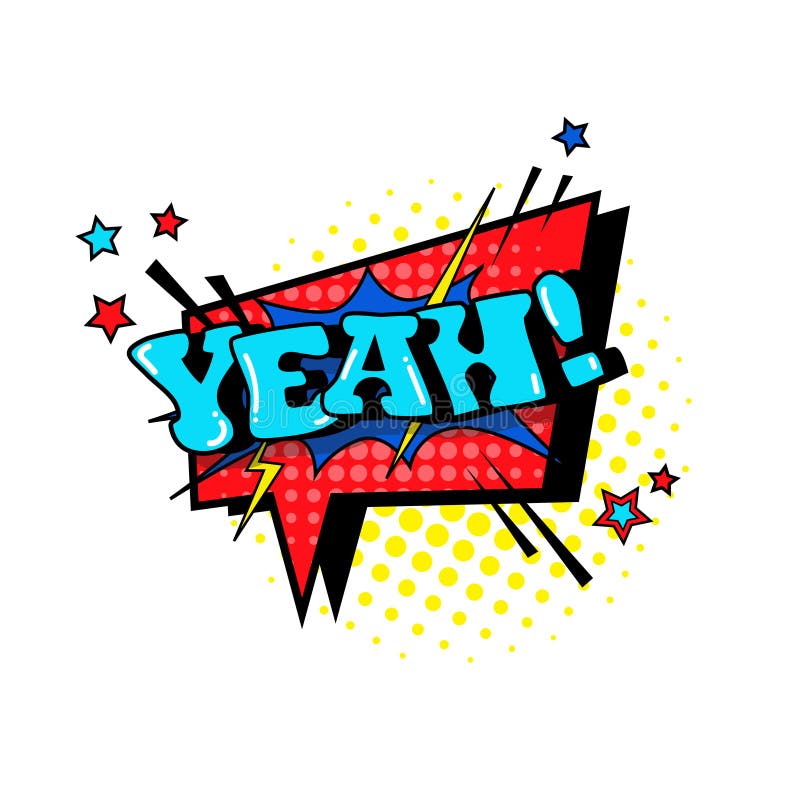 Comic Speech Chat Bubble Pop Art Style Yeah Expression Text Icon Stock ...