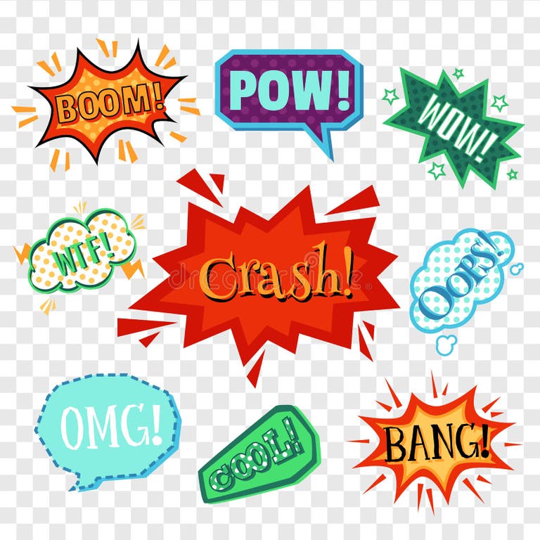 Comic Speech and Explosion Bubbles Cartoon Vector Illustrations Set ...