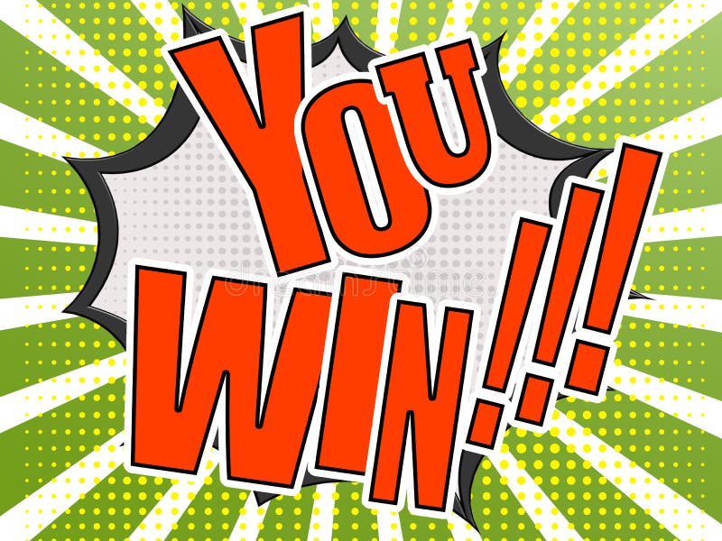 Comic Speech Red Bubble You Win Stock Illustration - Illustration of ...