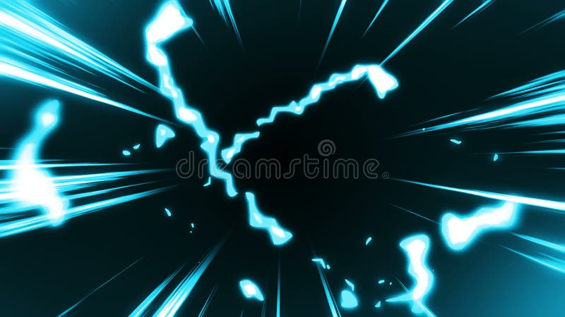 Blue Light with Cartoon Speed Lines. Comic Rays on Black Background ...