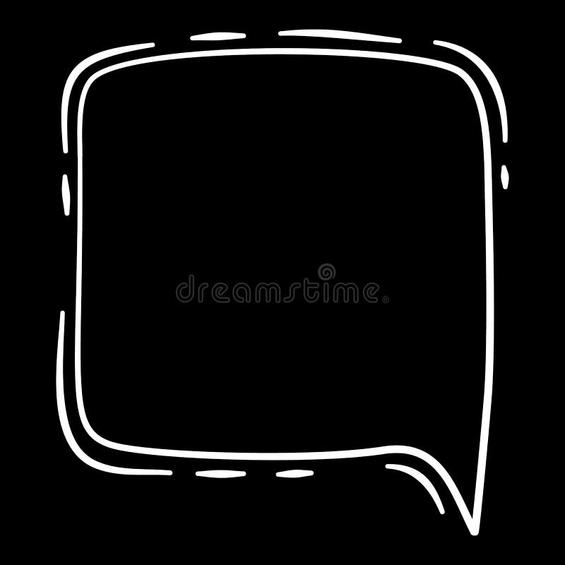 Comic Square Speech Bubble Pop Art Icon, Hand Drawn and Outline Style ...